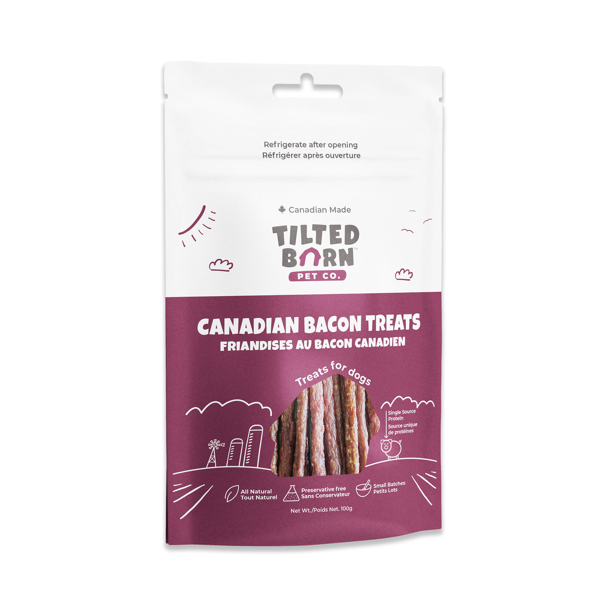 Tilted Barn Pet Co. Canadian Bacon Treats 100g (12pc Display ...